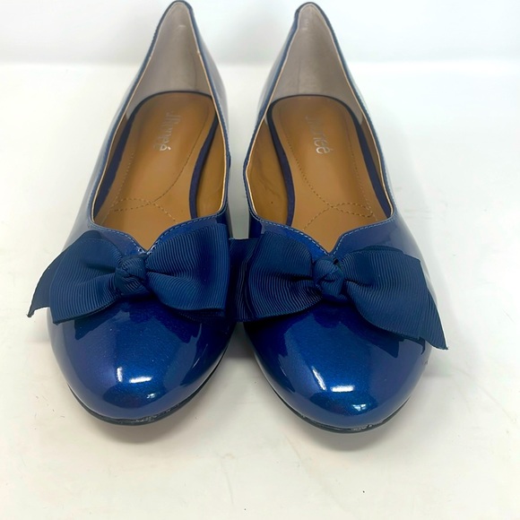 J.Renee | Shoes | J Renee Blue Patentlike Small Heel Slipon Bow Shoes ...